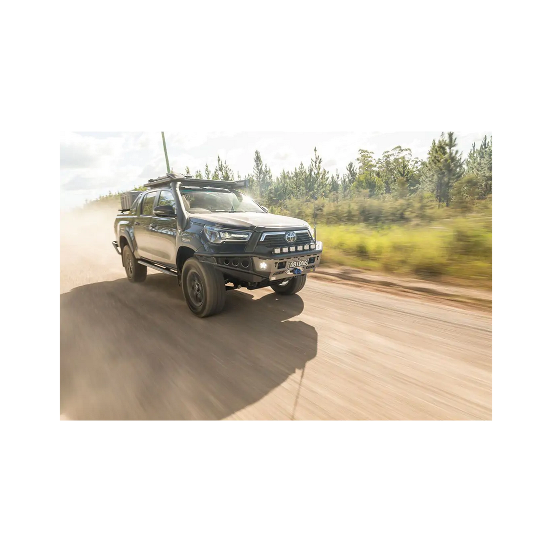 TJM CHASER BULL BAR BLACK STEEL TOYOTA HILUX ROGUE