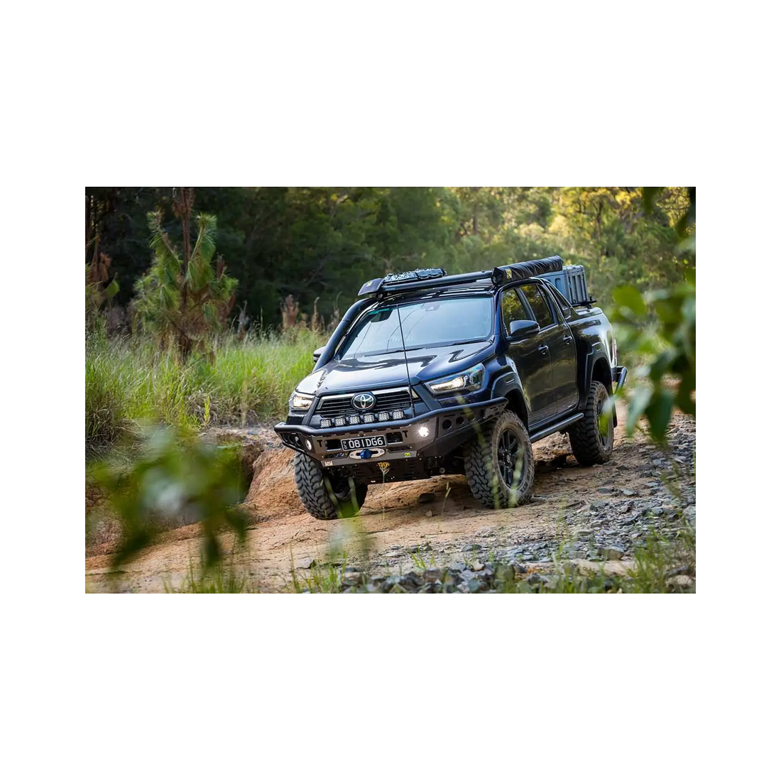 TJM CHASER BULL BAR BLACK STEEL TOYOTA HILUX ROGUE