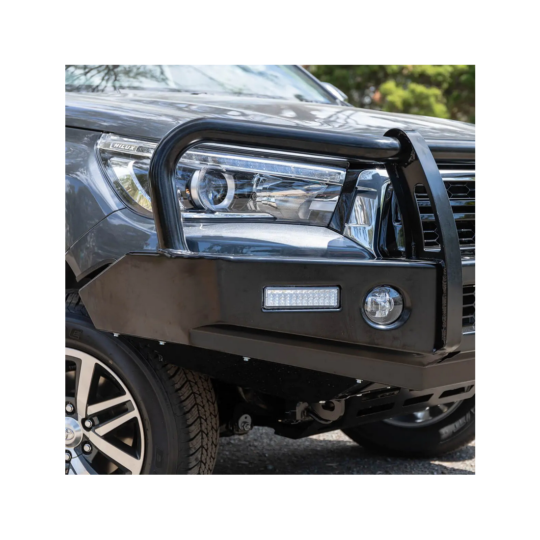 TJM OUTBACK BULL BAR BLACK STEEL T13-TOYOTA HILUX ROCCO