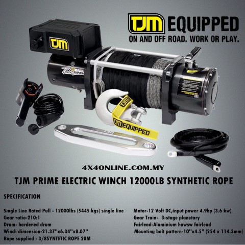 TJM PRIME ELECTRIC WINCH 9500LB SYNTHEIC ROPE